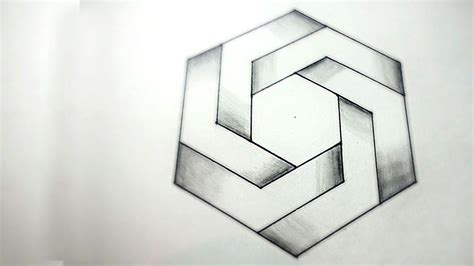 How To Draw Impossible Hexagon Optical Illusions Easy Drawing Images