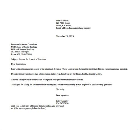 Free Sample Example Of Appeal Letter Templates In Pdf Ms Word