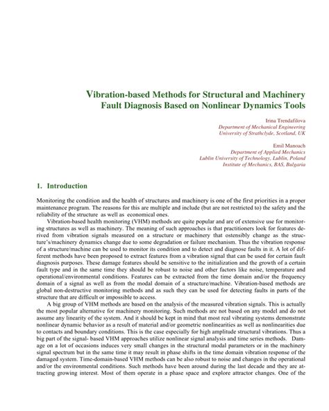 pdf nonlinear dynamics time series methods for fault detection and identification in