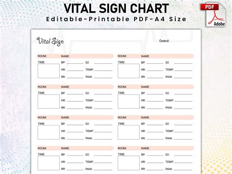 Editable And Printable Vital Sign Chart Vital Sign Log Vital