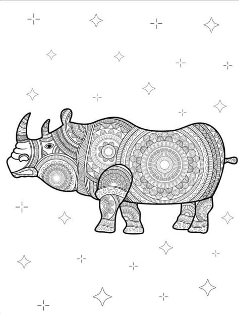 Mandala Rhino Coloring Page Mandalas World