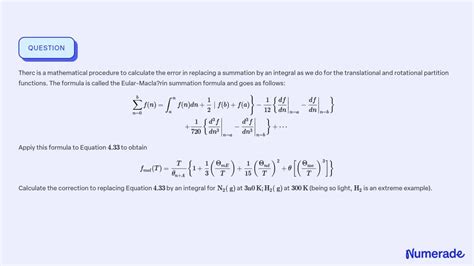 solved therc is a mathematical procedure to calculate the error in replacing a summation by an