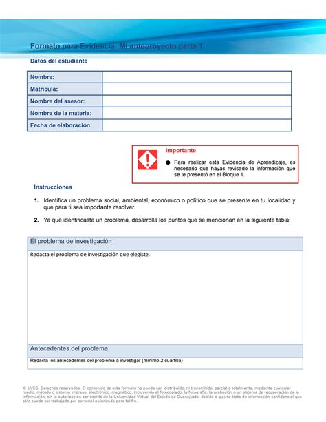 Mi Ea Formato Parte Formato Para Evidencia Mi Anteproyecto Parte