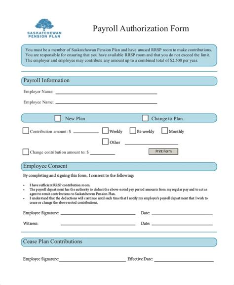 Payroll Deduction Authorization Form Template Free Employees Can Use