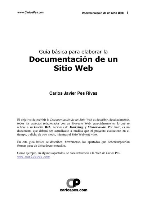 PDF de programación Guía para elaborar la Documentación de un Sitio Web