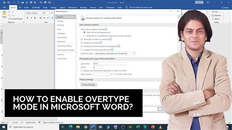 How To Enable Overtype Mode In Microsoft Word Youtube