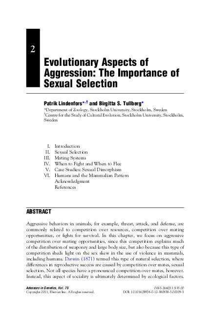 pdf evolutionary aspects of aggression the importance of sexual selection patrik lindenfors