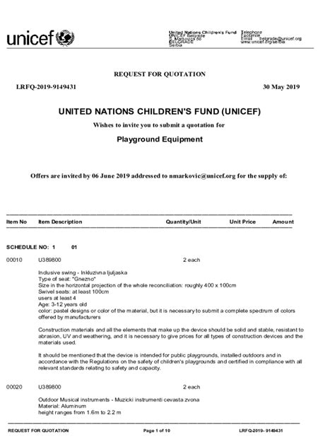 Fillable Online UNICEF Supply Division UNICEF Supply Division Fax Email