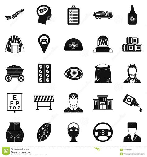 Perfect Work Icons Set Simple Style Stock Vector Illustration Of