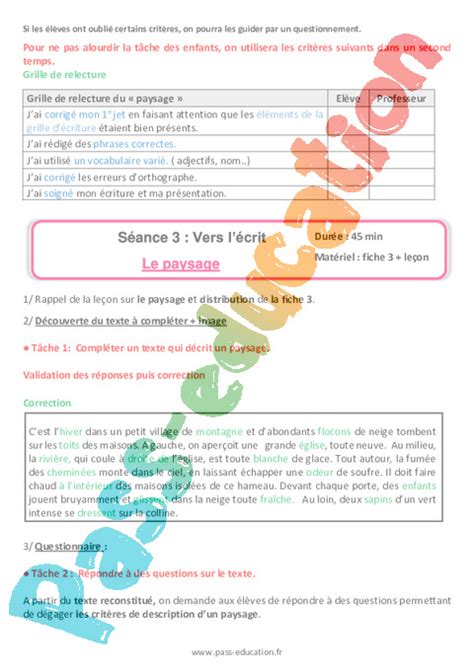 D Crire Un Paysage Ce Ce S Quence Compl Te Production D Crit
