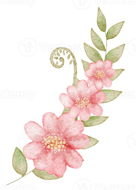 Watercolor Pink Flower Wreath Frame 46304598 PNG