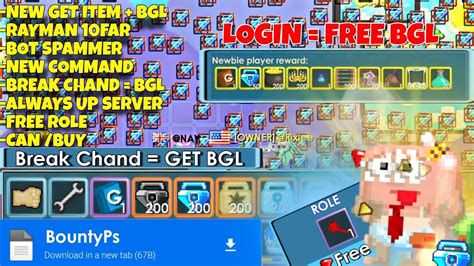 FREE ROLE UNLI RAYMAN BREAK CHAND BGL GROWTOPIA PRIVATE
