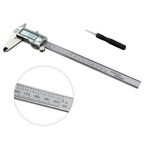 Tera Pied à coulisse vernier numérique 200mm 8 pouce en tout inox