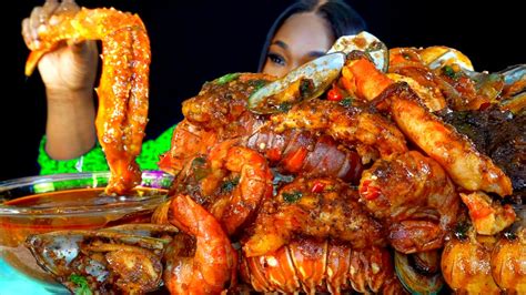 King Crab Seafood Boil Mukbang Deshelled Seafood Boil Mukbang