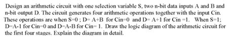 Solved Design An Arithmetic Circuit With One Selection Chegg