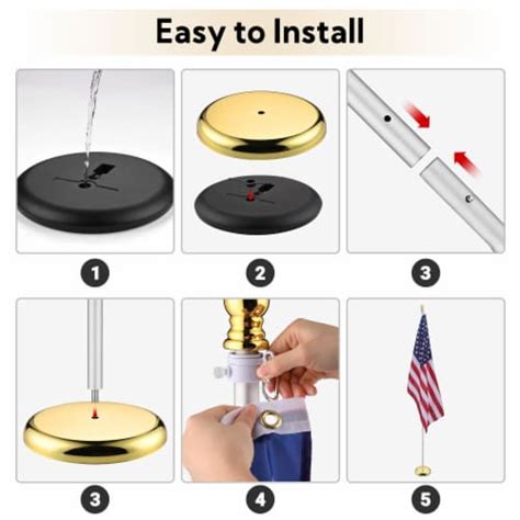 Ft Sectional Indoor Flag Pole Kit Gold Ball Base Aluminum X Ft Us