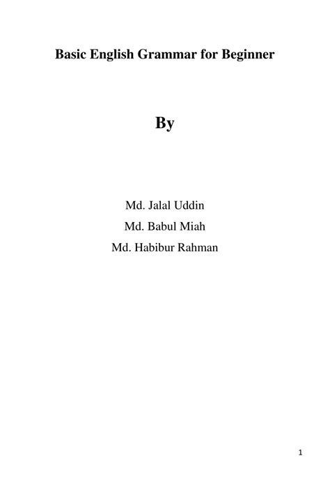 Pdf Basic English Grammar For Beginner