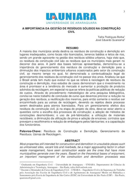 PDF A IMPORTÂNCIA DA GESTÃO DE RESÍDUOS SÓLIDOS Os resíduos