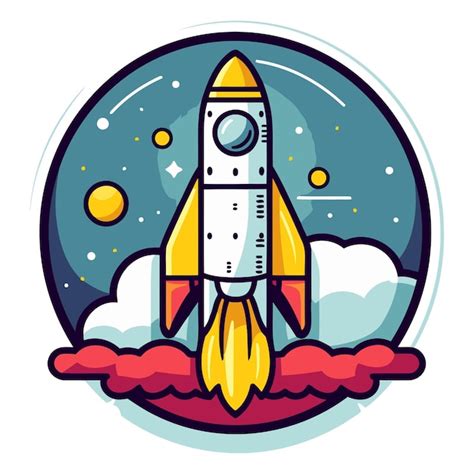 Icono de cohete espacial Ilustración de dibujos animados del icono