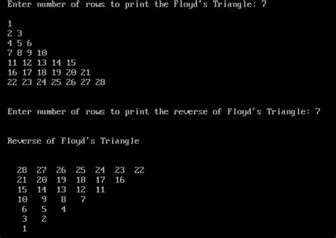 Program To Print Reverse Floyds Triangle In C