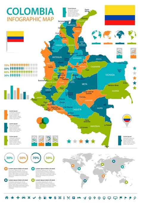 Bandera Y Mapa De Colombia