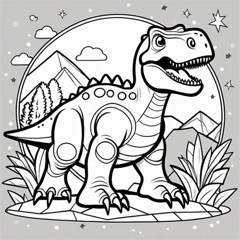 Página para colorear de dinosaurios imprimible para niños Foto Premium