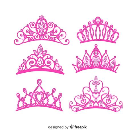 Colección flat de tiaras de princesa Vector Premium