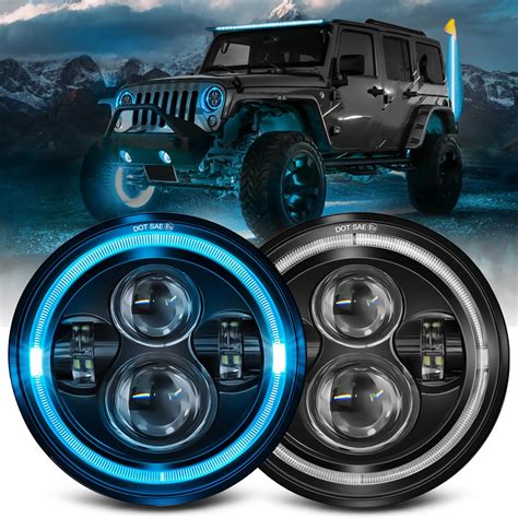 Amazon UNI SHINE 7 Inch Ice Blue Halo Led Headlight Hi Lo Beam