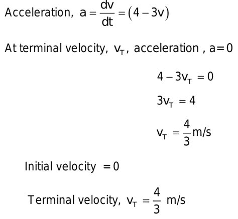 acceleration of a body is given by a 4 3v m s 2 speed v is in m s and t is in second if