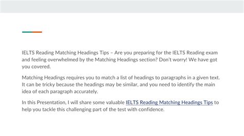 PPT Best Proven IELTS Reading Matching Headings Tips PowerPoint