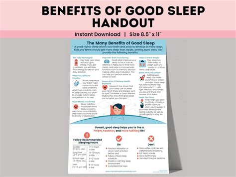 Benefits Of Good Sleep Hygiene Printable Counseling Handout Etsy