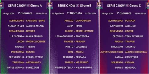 Calendario Serie C 2024 2025 Tutte Le Partite Giornata Per Giornata