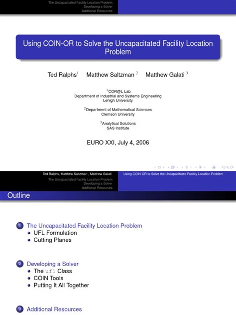 using coin or to solve the uncapacitated facility location problem pdf systems theory