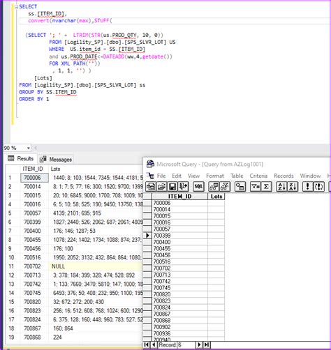 sql server microsoft query in excel returning a blank column when ssms does not stack overflow