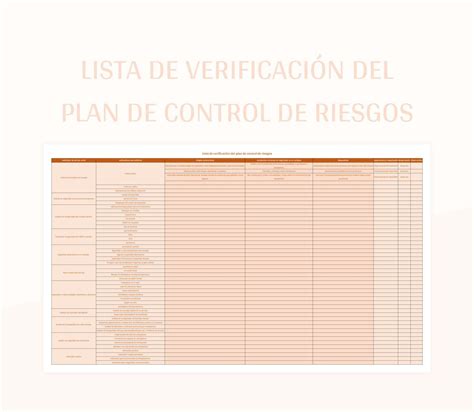 Plantilla de Excel Lista De Verificación Del Plan De Control De Riesgos
