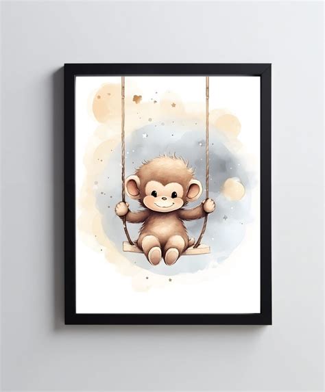 Małpka na huśtawce 50x70 cm Bez ramy Harmony Posters Sklep