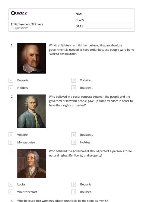 50 The Enlightenment Worksheets For 6th Year On Quizizz Free Printable