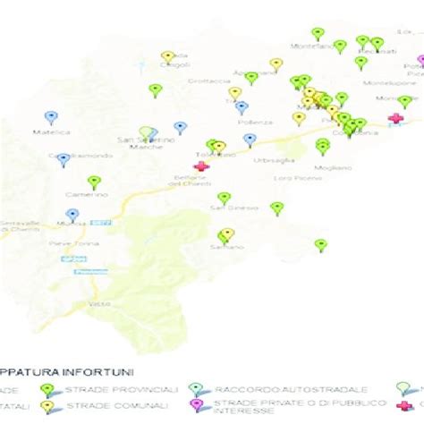 Mappa Degli Incidenti Stradali Nella Provincia Di Macerata Per