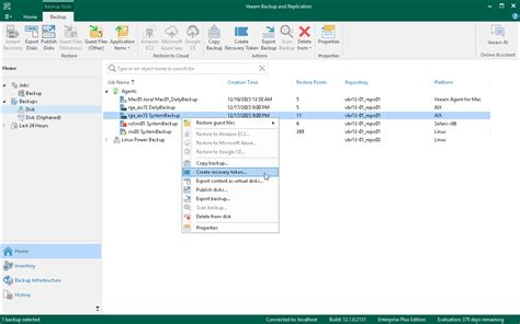 Creating Recovery Token Veeam Agent For IBM AIX User Guide