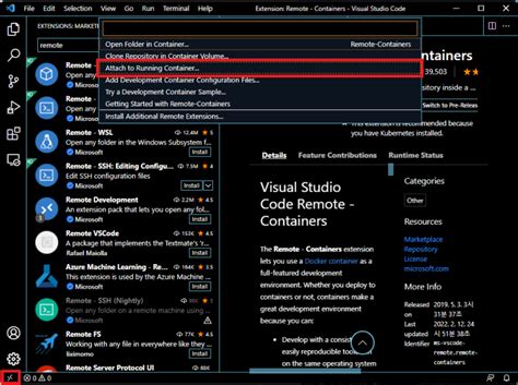 wsl vscode 도커 컨테이너 접속