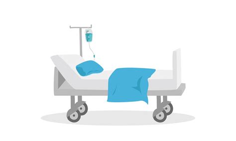 Hospital Bed Clipart Cartoon Style Simple Medical Bed With IV Fluid