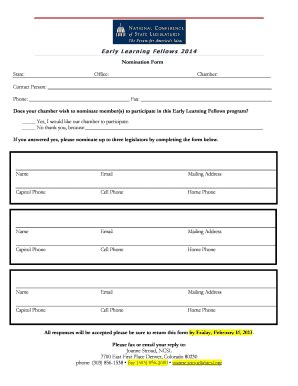 Fillable Online Ncsl Sample Nomination Form Ncsl Fax Email Print