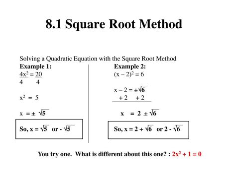 ppt ch8 quadratic equation solving methods powerpoint presentation free download id 6013747
