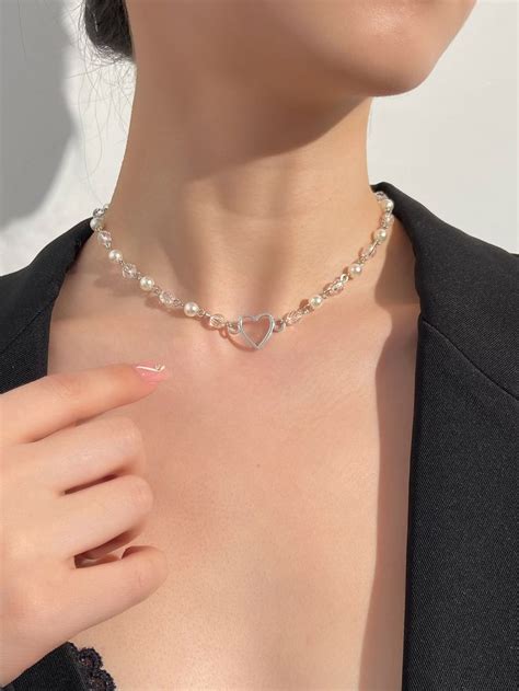 Collar Cuenta Con Dise O De Perla Artificial Con Accesorio De Coraz N