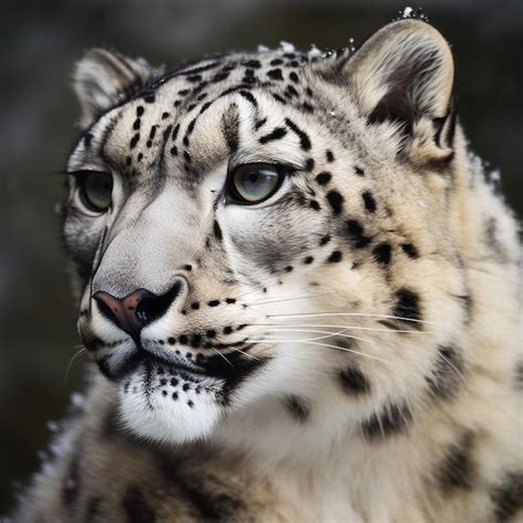 Un Leopardo De Las Nieves De Ojos Azules Y Pelaje Blanco Y Negro