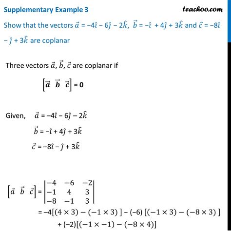scalar triple product show vectors a b c are coplanar teachoo