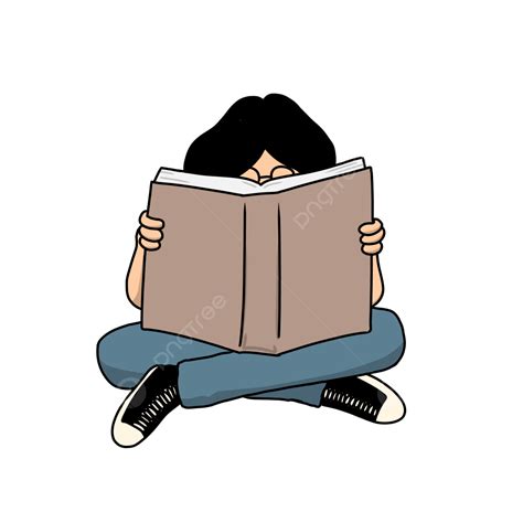 Lire Une Illustration De Dessin Animé De Livre PNG En Train De Lire