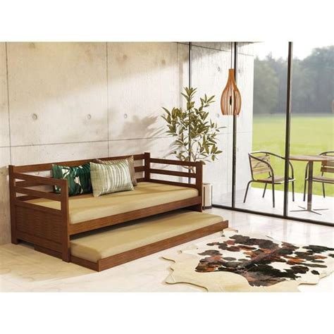 Sofá Cama Enjoy em Madeira Maciça Cama Auxiliar Imbuia ATRAENTE