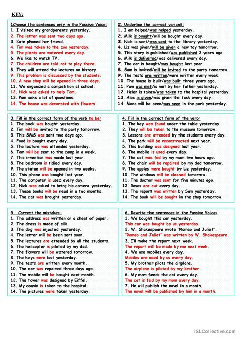 Revision Passive Voice English ESL Worksheets Pdf Doc
