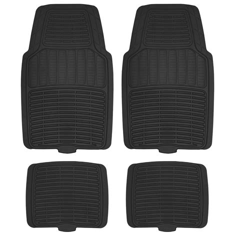 ProElite Tapete De Hule Para Piso Negro De 4 Piezas
